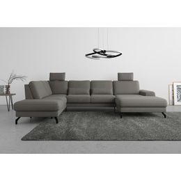 Sit & More SIT&MORE Wohnlandschaft »Cinturo U-Form« inklusive Sitztiefenverstellung und Federkern, Sitzhöhe 45 cm grau