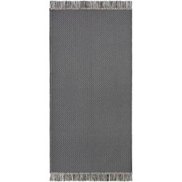 Biederlack L&auml;ufer &raquo;Wave&laquo; rechteckig 5 mm H&ouml;he Teppich-L&auml;ufer, kleines Rauten Muster, mit Fransen, waschbar grau Obermaterial: 66% Baumwolle, 34%...