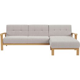 Sit & More SIT&MORE Ecksofa »Billund L-Form« Armlehnen aus eichefarbigem Buchenholz, verschiedene Bezüge und Farben linen