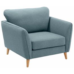 Home Affaire Sessel &raquo;MARSEILLE&laquo; Massivholzbeine Eiche, Landhausstil, Wellenunterfederung gr&uuml;n Webstoff (100% Polyester);Struktur fein (58% Polyester, 