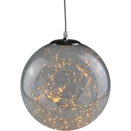 AM Design LED Dekolicht LED Kugel aus Glas, Lichterglanz, Weihnachtsdeko aussen transparent/silberfarben