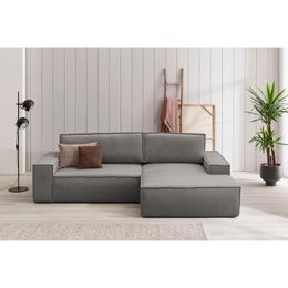 Home Affaire Ecksofa »SHERWOOD Schlafsofa 267 cm, L-Form, « Schlaffunktion mit Bettkasten (210x136 cm), Cord, Vintage, Samtvelours grey