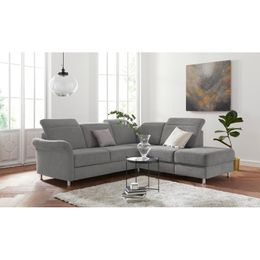 Sit & More SIT&MORE Ecksofa »Darwin L-Form« inklusive Federkern, wahlweise mit Kopfteilverstellung, Bettfunktion grau