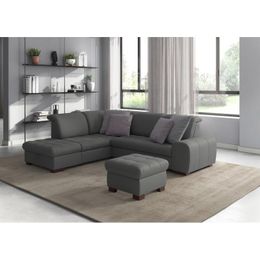 Sit & More SIT&MORE Ecksofa »Luxor L-Form« wahlweise mit Bettfunktion, Stauraum und Kopfteilverstellung steel