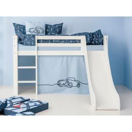 Hoppekids Hochbett »«Cars»« Rutsche & Vorhang Blau und viel Auswahl weiß + Dream Blue + weiß + weiß