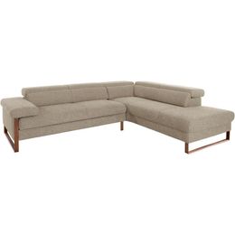 W.Schillig Ecksofa &raquo;finn, Designsofa mit tollem Sitzkomfort, bequem, L-Form&laquo; German Design Award 2016, Fu&szlig;gestell Nussbaum natur, Breite 281 cm braun 