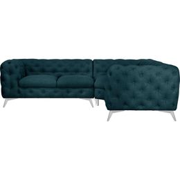 LEONIQUE Chesterfield-Sofa »Ecksofa GLYNIS L-Form mit Wellenunterfederung, Maße B/T/H 264/204/75cm« aufwändige Knopfheftung, moderne Chesterfield...