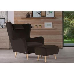 Home Affaire Sessel &raquo;Telford auch in Fellimitat, Sessel B/T/H: 77/92/106 cm&laquo; wahlweise mit und ohne Hocker, in vielen Bezugsqualit&auml;ten, Ohrensessel 
