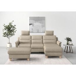 Sit & More SIT&MORE Ecksofa »Farö L-Form« inklusive Federkern, wahlweise mit Bettfunktion und Bettkasten beige