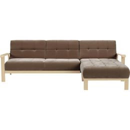 Sit & More sit&more Ecksofa &raquo;Billund L-Form&laquo; Armlehnen aus Buchenholz in natur, verschiedene Bez&uuml;ge und Farben braun 100% Polyester