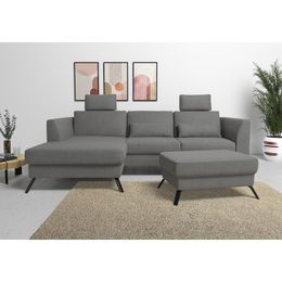 Sit & More SIT&MORE Ecksofa »Olsen L-Form« inklusive Sitztiefenverstellung, wahlweise mit Bettfunktion, 15cm hoch grau