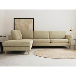 Home Affaire Ecksofa &raquo;MARSEILLE 278/202 cm, L-Form, Ottom. rechts/links, verschiedene Bez&uuml;ge&laquo; Massivholzbeine Eiche, Landhausstil, Wellenunterfederung