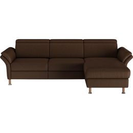 Home Affaire Ecksofa &raquo;Calypso L-Form&laquo; mit motorischen Funktionen im Sofa und Recamiere braun 100% Polyester