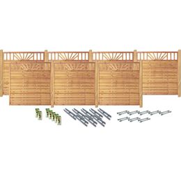 Konifera Sichtschutzelement &raquo;FRISCO&laquo; sonniges Design, verschiedene L&auml;ngen gr&uuml;n Massivholz, Stahl