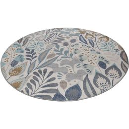 Esprit Outdoorteppich &raquo;Lilly, ESP-21082&laquo; rund 4 mm H&ouml;he wetterfest mit blumigem Muster ideal f&uuml;r Balkon, Terrasse, K&uuml;che, Flur blau beige...