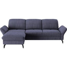 Sit & More SIT&MORE Ecksofa »Leandro L-Form« Wahlweise mit Bett-, Kopfteil - und Armlehnfunktion, sowie Bettkasten deep blue