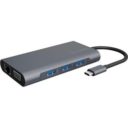 ICY BOX Laptop-Dockingstation »USB Type-C Dockingstation mit zwei Videoschnitten« aluminiumfarben RJ45 Ethernet Schnittstelle, unterstützt bis zu...