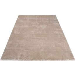Carpet City Teppich »Friseé-Teppich FANCY 647« rechteckig 12 mm Höhe Läufer, Kurzflor, 3D-Optik, Kreisförmiges Muster, Wohnzimmer Beige...