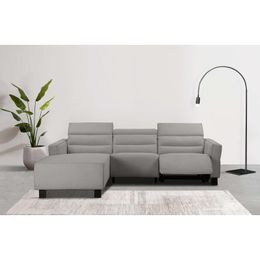 Places of Style Ecksofa »Carpari, L-Form, 263 cm, manuelle o. elektrische Relaxfunktion, « USB A/C und Kopfteilverstellung hellgrau