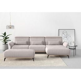 Places of Style Ecksofa &raquo;Fjord L-Form&laquo; massiv, wahlweise mit Armlehnfunktion, Kopf- Sitztiefenverstellung beige 100% Polyester