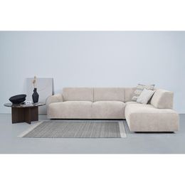 Andas Ecksofa »Linkka, Breite 282 cm« L-Form, in einem weichen Chenille-Stoff, mit Wellenunterfederung natural