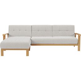 Sit & More SIT&MORE Ecksofa »Billund L-Form« Armlehnen aus eichefarbigem Buchenholz, verschiedene Bezüge und Farben beige