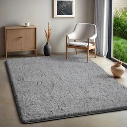 MERINOS Teppich »Fluffy Shaggy« rechteckig 35 mm Höhe Flauschiger Hochflor Teppich, Wohnzimmer, Anti-Rutsch Unterseite Grau Obermaterial: 100%...