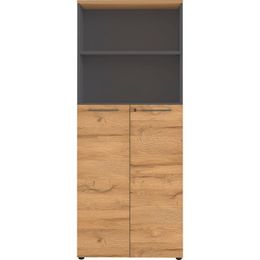 Germania Aktenschrank &raquo;GW-Agenda, Mehrzweckschrank, abschlie&szlig;bar,&laquo; optional mit 2 offenen F&auml;chern, Ma&szlig;e 80x197 cm, Made in Germany grau Spanplatte