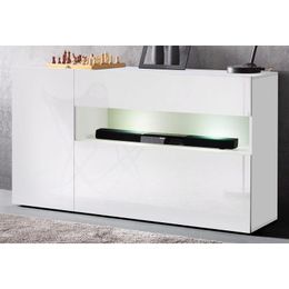 Inosign Sideboard »Potenza, Kommode, Schrank« 1x Tür, 1x Klappe, 1x Schubkasten, Breite 140 cm, ohne Beleuchtung weiß/weiß-hg 1 Tür