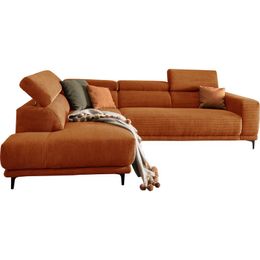 Alina Ecksofa »Hikari« wahlweise mit Sitzvorzug, in modernem Cordstoff, Breite 276 cm rostbraun GCT 707