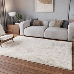HOMIE LIVING Teppich »Parma« rechteckig 50 mm Höhe Hochflor, gewebt, kuschelig, uni, Wohnzimmer, Schlafzimmer, Esszimmer weiß Obermaterial: 100%...