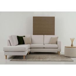 Andas Ecksofa »Tvinno« im skandinavischen Stil, L-Form, mit Massivholzfüßen, Breite 230 cm sand