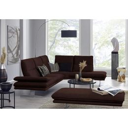 W.Schillig Ecksofa &raquo;broadway, Designsofa, mit tollem Sitzkomfort, L-Form&laquo; Sitztiefenverstellung, Kopfteil- & Seitenteilverstellung, Breite 284cm braun