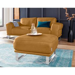 W.Schillig Hocker &raquo;montanaa&laquo; mit Metallkufen in Chrom gl&auml;nzend, Breite 71 cm gelb