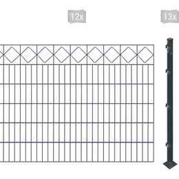 Arvotec Doppelstabmattenzaun &raquo;ESSENTIAL 120 zum Aufschrauben "Karo" mit Zierleiste&laquo; Zaunh&ouml;he 120 cm, Zaunl&auml;nge 2 - 60 m grau Kunststoff, Stahl