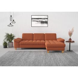 Sit & More sit&more Ecksofa &raquo;Westham L-Form&laquo; mit Recamiere, mit oder ohne Bettfunktion, Bettkasten, F&uuml;&szlig;e Eiche orange 90% Polyester 10% Polyamid