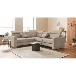Sit & More SIT&MORE Ecksofa »Bologna L-Form« Kopfteilverstellung, wahlweise mit Bettfunktion und Schubkasten beige