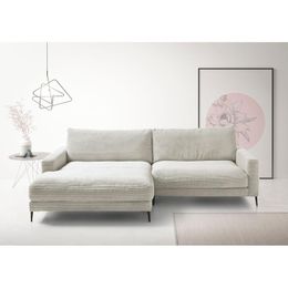 Inosign Ecksofa »Downtown, B/T/H: 272/190/84 cm L-Form« weicher Sitzkomfort auch in Cord und Bouclé, incl. Zierkissen hellgrau