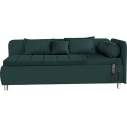 Alina Schlafsofa »Kiana« Liegefläche 90/200 cm oder 100/200 cm, Bettkasten, Zierkissen-Set blaugrün TMD 16