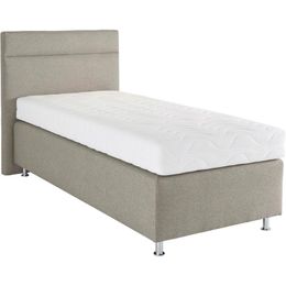 Westfalia Schlafkomfort Boxspringbett wahlweise mit LED-Beleuchtung Struktustoff dunkelbeige