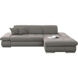 SET ONE BY Musterring Ecksofa »SO4100 V« mit verstellbaren Kopfteilen, wahlweise mit Funktionen, Cord-Bezug grey