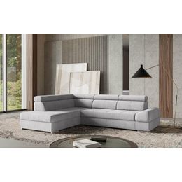 Sit & More SIT&MORE Ecksofa »Broadway L-Form« mit verstellbaren Kopfteilen, wahlweise mit Bettfunktion silver
