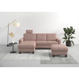 Home Affaire Ecksofa »Summer L-Form« mit Recamiere, mit oder ohne Bettfunktion und Bettkasten, Cord-Bezug altrosa