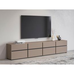 Inosign Lowboard »Cross, moderne grifflose TV-Kommode, 4 Klappen/4 Schubkästen« Breite 225 cm, TV-Schrank mit viel Stauraum, TV-Board congo/congo
