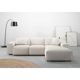 Andas Ecksofa »Glimminge L-Form auch in Breitcord, Feincord + Easy care-Bezug, « Breite 264, Zierkissen snow
