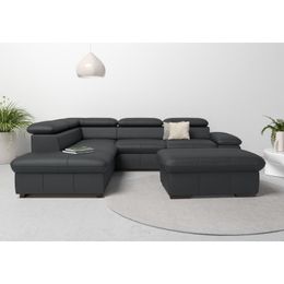 Home Affaire Ecksofa &raquo;Alberto L-Form&laquo; mit Kopfteilverstellung, wahlweise mit Bettfunktion schwarz Luxus-Microfaser Lederoptik (100% Polyester);Luxus-
