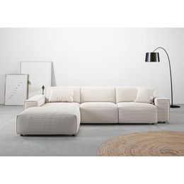 Andas Ecksofa »Glimminge auch in Breitcord, Feincord, Bouclé + Easy care-Bezug« L-Form, Breite 294, Zierkissen snow