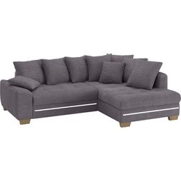MR. COUCH Ecksofa »Nikita II, L-Form« mit Kaltschaum, RGB-LED Beleuchtung, wahlweise mit Bett, Bettkasten Stripes 8629 stone
