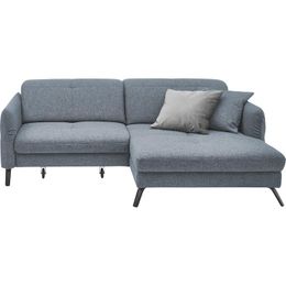 SET ONE BY Musterring Ecksofa »SO 4400 V« wahlweise mit motorischer Bettfunktion & Kopfverstellung, Fuß schwarz blau/grau