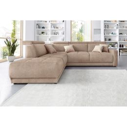 DOMO collection Ecksofa »Ava, moderne Sitzheftung mit toller Doppelnaht, komfortabel, L-Form« mit Ottomane, inkl. Federkern, wahlweise mit...